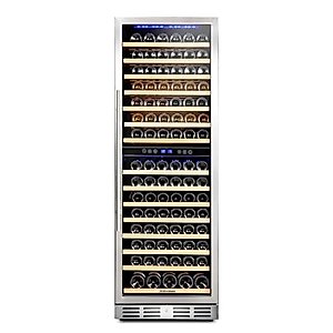 Kalamera 157 Bottle Freestanding Wine Cooler Refrigerator With Stainless Steel, triple-layered Tempered Glass Door, Electronic One-Touch Control with LED Display Wine Fridge