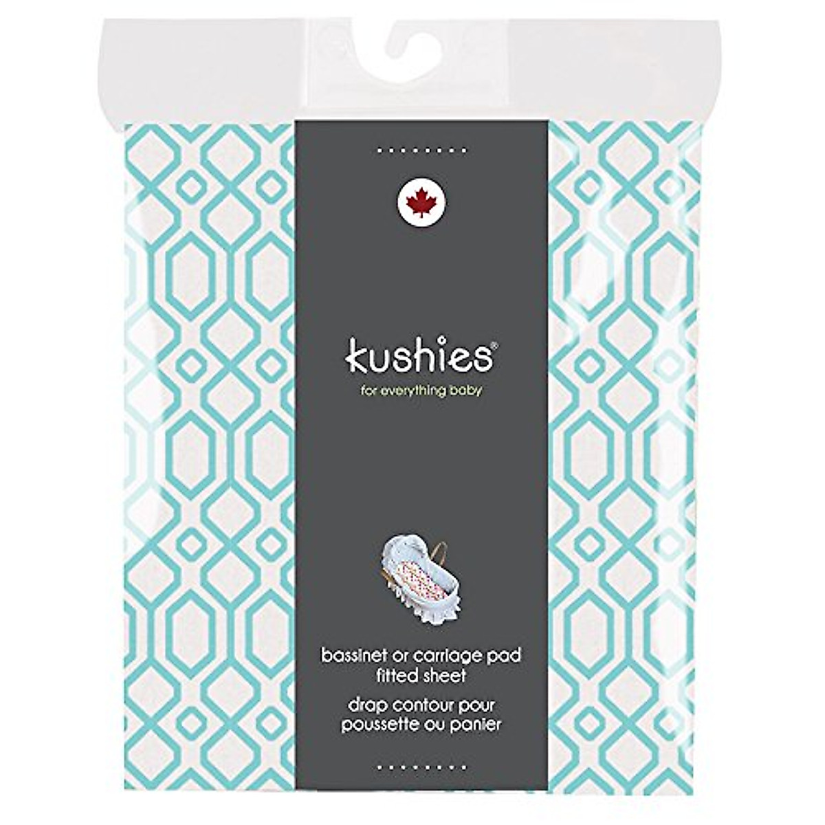 Kushies Bassinet Fitted Sheet Flannel, Octagon Turquoise