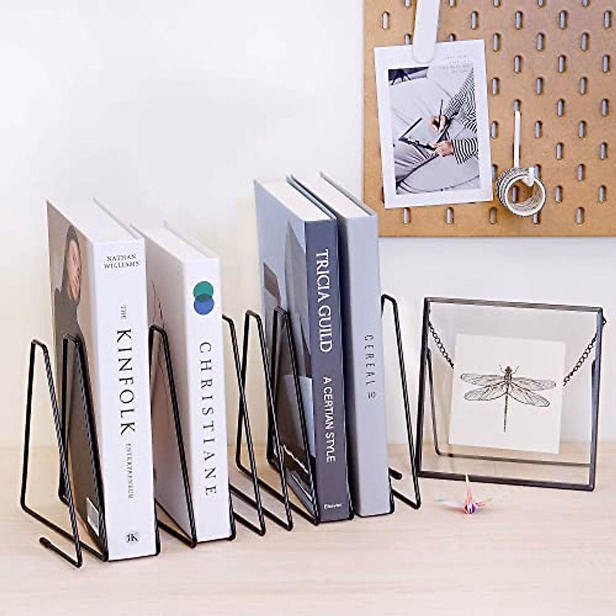 CAXXA 10 Slots Triangle Bookshelf, File Sorter, Metal Wire Magazine Holder, Document Holder, Black