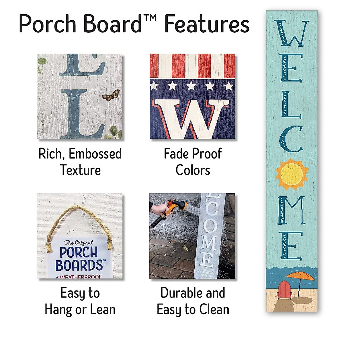 My Word! Tall Outdoor Welcome Sign / Porch Leaner, 46.5" Rustic Farmhouse Sign, Blue, Composite, Large: 8"x46.5", 3 lbs, Welcome, Lean or Hang, Porch, Wall Decorative Sign