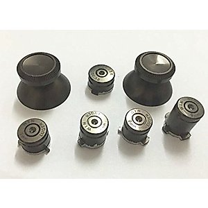 Gametown® Metal Thumbsticks Grips and Chrome ABXY & Guide Buttons Set For Xbox One Black