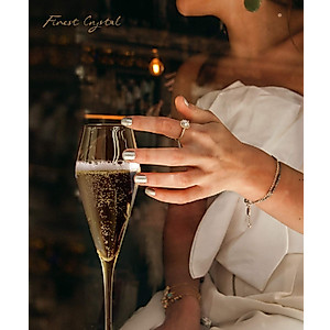 AOOE Champagne flutes glass Set of 4,Hand Blown Crystal Wedding Flutes Glasses,Perfect for Christmas Day,Wedding, Anniversary,10.5", 7.5 Oz, Clear…