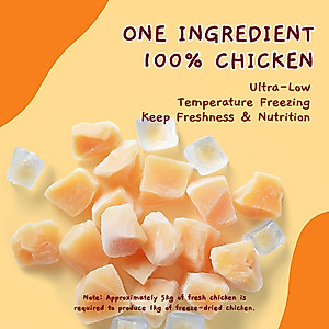 Jungle Calling Freeze Dried Chicken Cat & Dog Treats, Raw Single Ingredient Chicken Bites, High Protein Grain Free Pet Training Treats & Food Topper (Chicken Cubes, 3.2 oz)