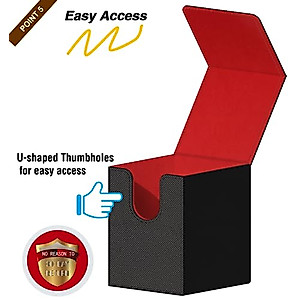 Venssu Card Deck Box,Vertical Card Deck Case,Card Storage,Commander deck box, Trading card box, Fit 115 Plus Sleeved Cards Compatible with board game MTG TCG CCG with dividers(Black＆Red)