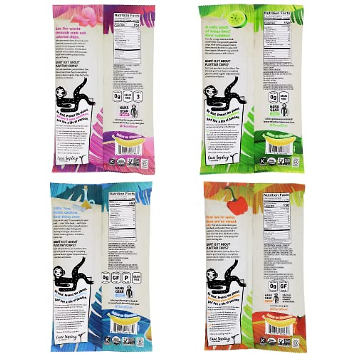 Barnana Organic Plantain Chips - Variety Pack - 5 Ounce, 4 Pack Plantains - Barnana Salty, Crunchy, Thick Sliced Snack - Best Chip For Your Everyday Life - Cooked in Premium Coconut Oil