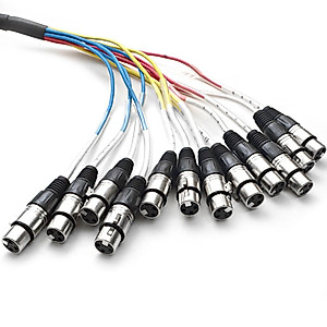 Seismic Audio - 12 Channel XLR Snake Cable - 15 Feet Long - Pro Audio Snake for Live Live, Recording, Studios, and Gigs - Patch, Amp, Mixer, Audio Interface 5'