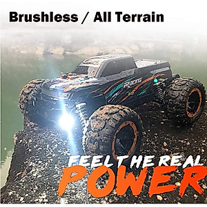 GoolRC 16889A RC Car, 1:16 Scale Remote Control Car, 4WD 45KM/H High Speed RC Truck with Brushless Motor, 2.4GHz All Terrain Off Road Rock Crawler, Electric Vehicle Toy for Adults Kids (Orange)