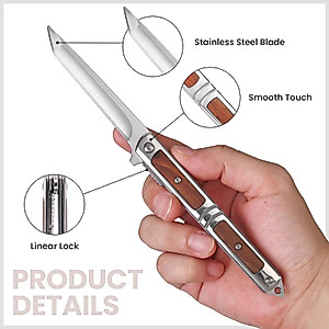 ITOKEY EDC Pocket Knife for Men, Tanto Folding Knife, Pocket Knives with Clip, Glass Breaker, Sheath, Slim Knife, Cool Keychian Knives for Outdoor Survival, Camping