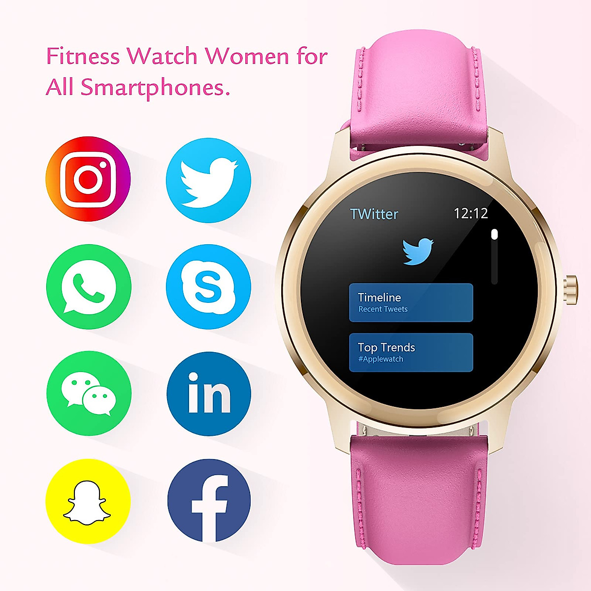 Smart Watch for Women Fitness Tracker: Smartwatch for Android & IOS Phone with Waterproof IP68 Pedometer Heart Rate Blood Oxygen Monitor Activity Wrist band Bluetooth Sport Bracelet (rose red)