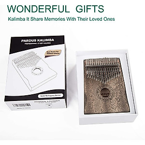 PARDUS Kalimba 17 Keys,Easy to Learn Portable Finger Piano,with Study Guide and Tune Hammer,Thumb Piano Bag,Color Stickers,Gift for Kids, Adult Beginners Professional (Wood color)