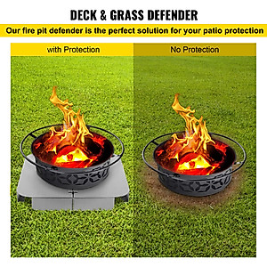 VEVOR Fire Pit Heat Shield, 26 x 26 inch Deck Defender & Grass Guard, High Temp Fire Pit Heat Deflector, Fire Pit Mat for Grass Lawn Guarding, Fire Pit Pad for Outdoors, Bonfires, Wood Burning, Square