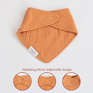 Drybble Waterproof Muslin Bandana Baby Bibs - 100% Organic Cotton Exterior - Ultra Absorbent 4 Layers for Drooling & Teething (Marine)