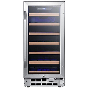 EdgeStar CWR302SZ 15 Inch Wide 25 Bottle Built-In Single Zone Wine Cooler with Reversible Lockable Door and LED Lighting - Stainless Steel