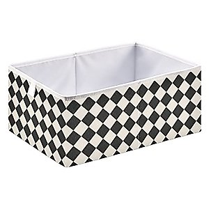 CaTaKu Black and White Checkered Cube Storage Bins for Organization, Rectangular Fabric Storage Cubes Storage Bins for Cube Organizer Foldable Storage Baskets for Shelves Living Room