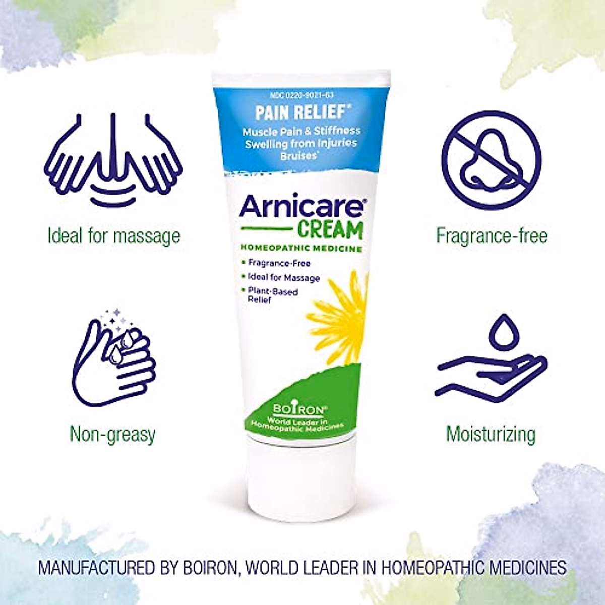 Boiron Arnicare Cream for Relief for Joint Pain, Muscle Pain, Muscle Soreness, and Swelling from Bruises or Injury - Fast Absorbing and Fragrance-Free - 1.3 oz
