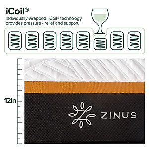 ZINUS 12 Inch Cooling Copper ADAPTIVE Pocket Spring Hybrid Mattress, Full, Moisture Wicking Cover, Cooling Foam, Pocket Innersprings for Motion Isolation, Mattress in A Box