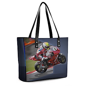 Womens Handbag Motorcycle Motocross Leather Tote Bag Top Handle Satchel Bags For Lady