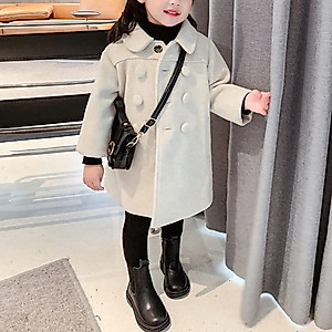 POPOLAR Kids Girls Dress Coats Winter Warm Long Jacket Cloak Button Trench Coat Pockets Peacoat Outerwear Clothes 2-7 Years (6-7 Years, Beige)