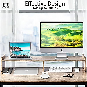 WOODYNLUX Computer Desk for Home-Office with Storage-Shelves - Modern Simple Style Metal Frame Laptop Notebook PC Study Writing Student Makeup Table Desk with Monitor Stand Footrest, Easy to Assemble.