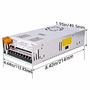 DROK 48V Power Supply, AC 110V/220V to DC 0-48V 10A 480W Buck Converter, Adjustable Variable LED Adapter Regulated 5V 12V 24V 30V 36V 48V Volt Voltage Transformer 10A Amp Charger for Lab CCTV