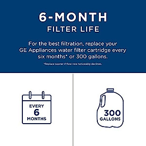 GE MSWF Refrigerator Water Filter | Certified to Reduce Lead, Sulfur, and 50+ Other Impurities | Replace Every 6 Months for Best Results | Pack of 1