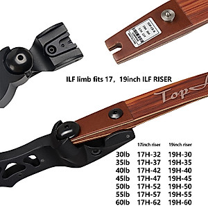 TOPARCHERY Archery Takedown Hunting Recurve Bow Limbs Replacements 25-60lbs ILF Bowlimbs for Recurve Bow Tradition Hunting and Target Shooting (Brown, 50LB)