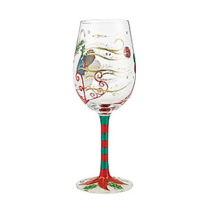 Enesco Designs by Lolita Holiday Wishes Hand-Painted Artisan Wine Glass, 15 Ounce, Multicolor