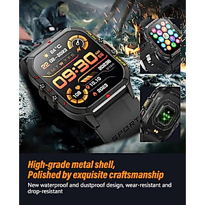 EarlySincere Smart Watch, 1.96''HD Full Touch Screen Bluetooth Call Outdoor Sports Watches with Waterproof Dust-Proof, Activity Fitness Tracker Blood Oxygen Sleep Monitor Pedometer for iOS Android