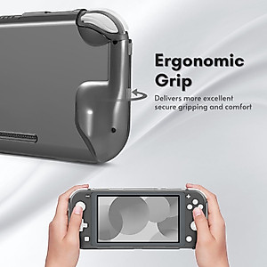 TNP Clear Protective Case for Nintendo Switch Lite - Switch Lite Protective Case with Ergonomic Grip - Hard, Lightweight, Slim, Protective Case for Nintendo Switch Lite Hard Case, Shadow Grey