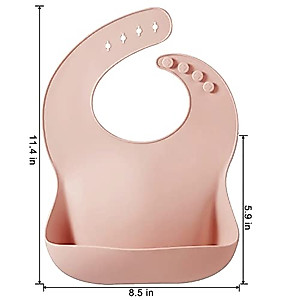 PandaEar Silicone Bibs for Babies Toddlers Girls| Adjustable Waterproof BPA Free Soft Durable Silicone Baby Bibs for eating with Large Pocket Food Catcher