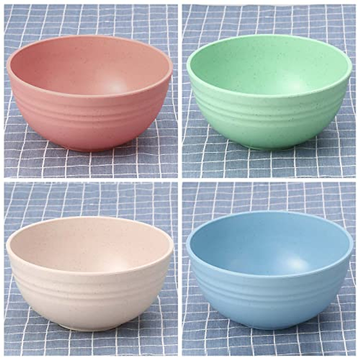24 Pcs Unbreakable Cereal Bowls 24oz Reusable Bowls for Kitchen Wheat Straw Fiber Soup Bowls Lightweight Plastic Bowls, Microwave and Dishwasher Safe, for Ramen Salad (Pink, Mint Green, Blue, Beige)