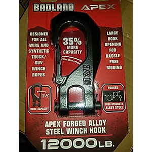 HFT BADLAND 12000 Lb. Winch Hook (6 Ton) Ultra Strong Forged High Strength Alloy Steel Winch Hook Clip 1-1 12 inch Capacity Latch