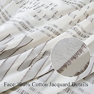 YINFUNG Boho Duvet Cover Queen Ivory Grey Tufted Textured Farmhouse Modern Cream Clipped Jacquard Geometric Ethnic Yarn Dyed Moroccan Mid Century Aztec 90x90 Bedding