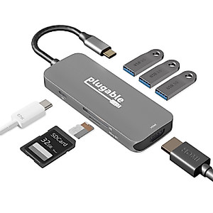 Plugable Thunderbolt 4 Hub Bundle Includes USB-C to 4K HDMI Adapter and 7-in-1 Multiport Adapter, 60W Laptop Charging, Compatible with Mac, Windows Laptops, Thunderbolt 3 or 4, and USB4 Devices