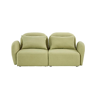 Bellemave Loveseat Sofa Couch 2 Seater Couch with Pillows Teddy Fabric 2-Person Sofa Love Seat 2 Cushion Sofa for Living Room, Apartment (Green)