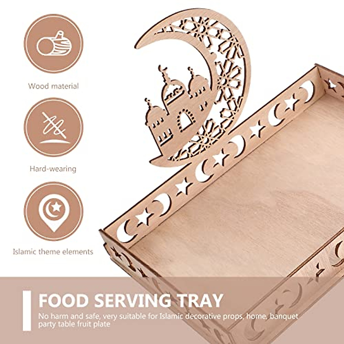 Cabilock Ramadan Tray Decorative Table Tray Dessert Food Tray Desktop Table Decor