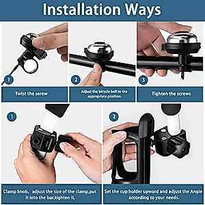 KITHELP 3 Pack Bike Water Bottle Holder, Silicone Phone Holder Secure, Aluminum Bike Bell, 360° Cu