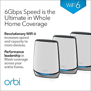Netgear - Orbi AX6000 Tri-Band Mesh WiFi System (3-Pack) RBK853-100NAR (Renewed)
