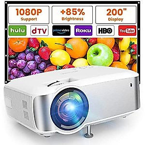 VYSER Projector, 7500L Mini Outdoor Movie Projector with 60,000hrs Lamp Life, Full HD 1080P Supported, Portable Video Projector Compatible with TV Stick, HDMI, USB, VGA, AV, Smartphone