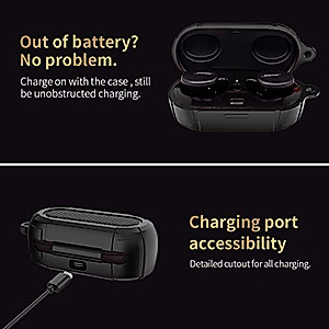 WQNIDE Bose Sport Earbuds Case Silicone Protective Cover [Front LED Visible] Soft Skin Designed for Bose Sport Earbuds with Keychain (Black)