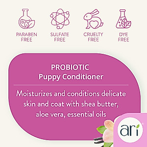 Ari Probiotic Dog Conditioner (16 oz) – Deep Cleansing & Moisturizing for Dry, Itchy Skin Relief – Grooming with Vanilla & Almond for Dogs & Puppies