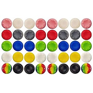40 Pcs Colorful Silicone Accessories Replacement Part Thumb Grip Cap Cover, Analog Controller Thumb Stick Grips Cap Cover for PS2, PS3, PS4, Xbox 360, Xbox One Controller