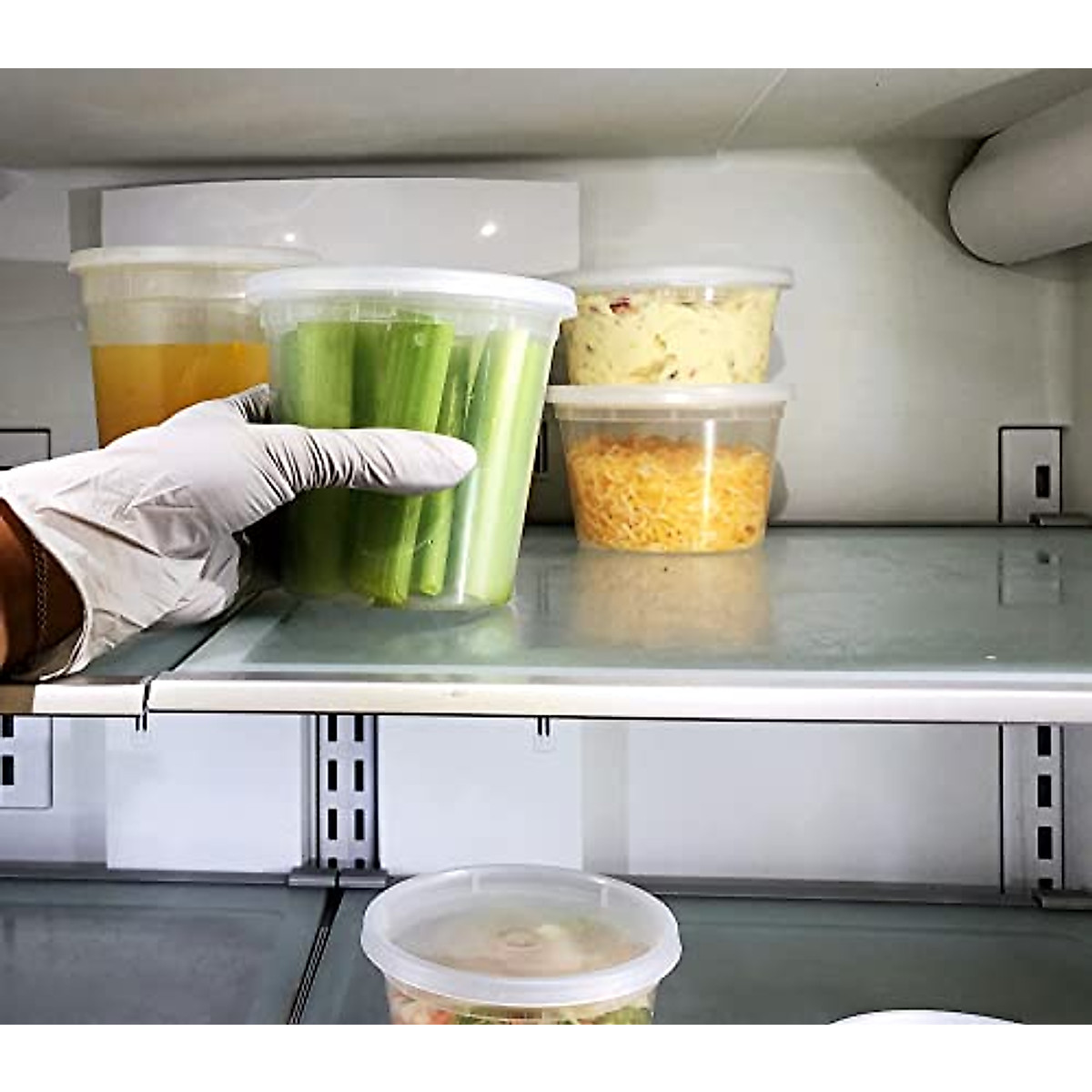 4U'LIFE Microwavable Translucent Plastic Deli Container and Lid Combo Pack (32 OZ (PACK OF 8))
