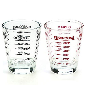 NCnnwovf Shot Glasses Measuring cup Liquid Heavy Glass Wine Glass Espresso Shot Glass 26-Incremental Measurement 1oz, 6 Tsp, 2 Tbs, 30ml Black and Red