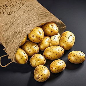 Burlap potato storage,Reusable Storage Sack with Drawstring,Reusable Produce Bags Keeper for Freshness,16 * 12inch