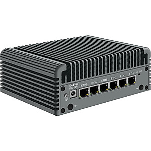 CWWK Fanless Mini PC Intel N Series-N100(4C/4T up to 3.4GHz) Low Power Processor, DDR5, 6x2.5GbE Intel I226V, 4K Display Outputs,M.2 NVMe, SATA3.0, 5 USB Ports, Firewall Router (N100-6L Barebone)