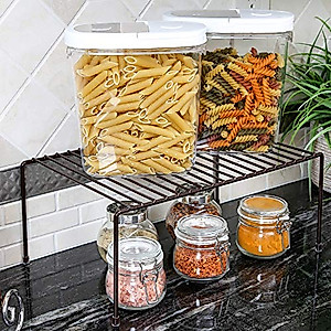 Smart Design Cabinet Storage Shelf Rack - Medium (8.5 x 13.25 Inch) - Steel Metal Wire - Cupboard, Plate, Dish, Counter & Pantry Organizer Organization - Kitchen [Bronze]