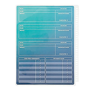 7" x 9" Snap-in Dashboard - Wet Erase, Reusable, Double Sided Surface for Tracking Projects and Exams Version 2. Fits 7" x 9" or 8.5" x 11" Planners and Notebooks by Erin Condren