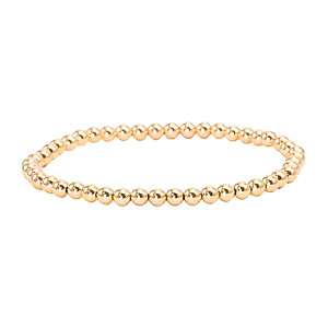 14k Gold Filled Beaded Ball Bracelet, 4mm, Dainty Layering Jewelry, Stacking Stretch Bracelets (6)