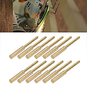 12 Pcs 4.8mm Grinding Head Sharpening Burr Wear Resistant Emery Grinding Stone 3mm Shank for Chainsaw